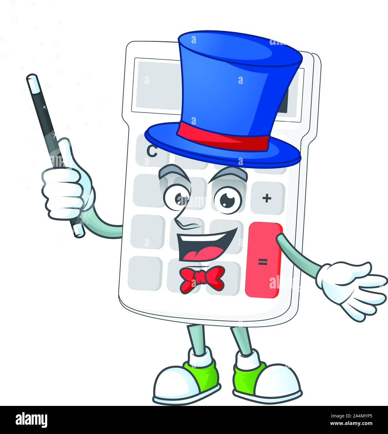 Magician white calculator cartoon character with mascot Stock Vector ...