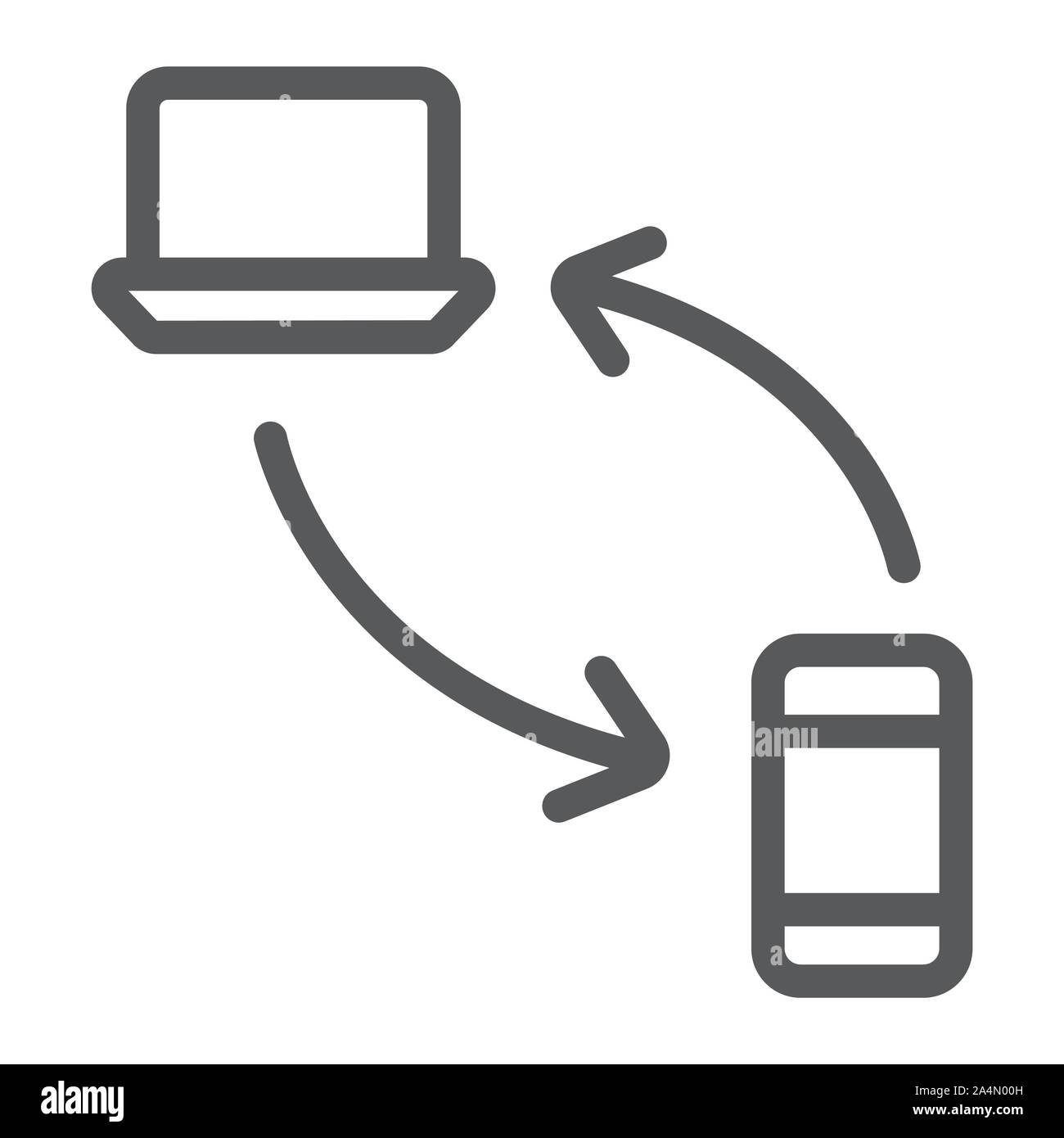 Data Transferring From Laptop To Smartphone Line Icon Technology And