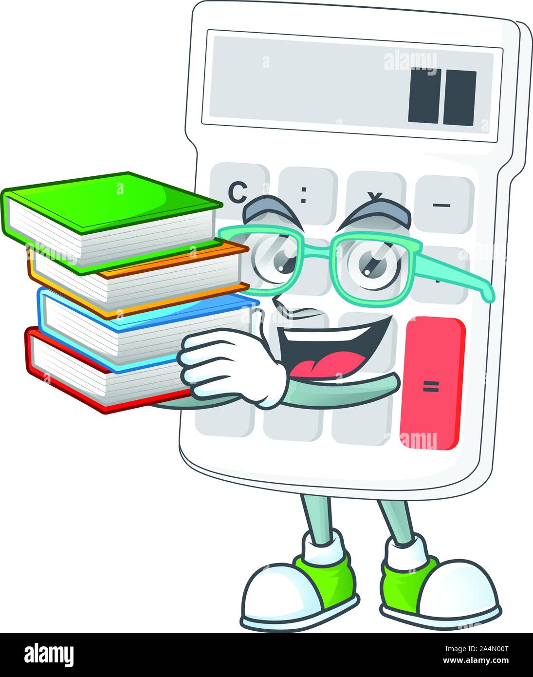 Student with book white white calculator cartoon character with mascot ...