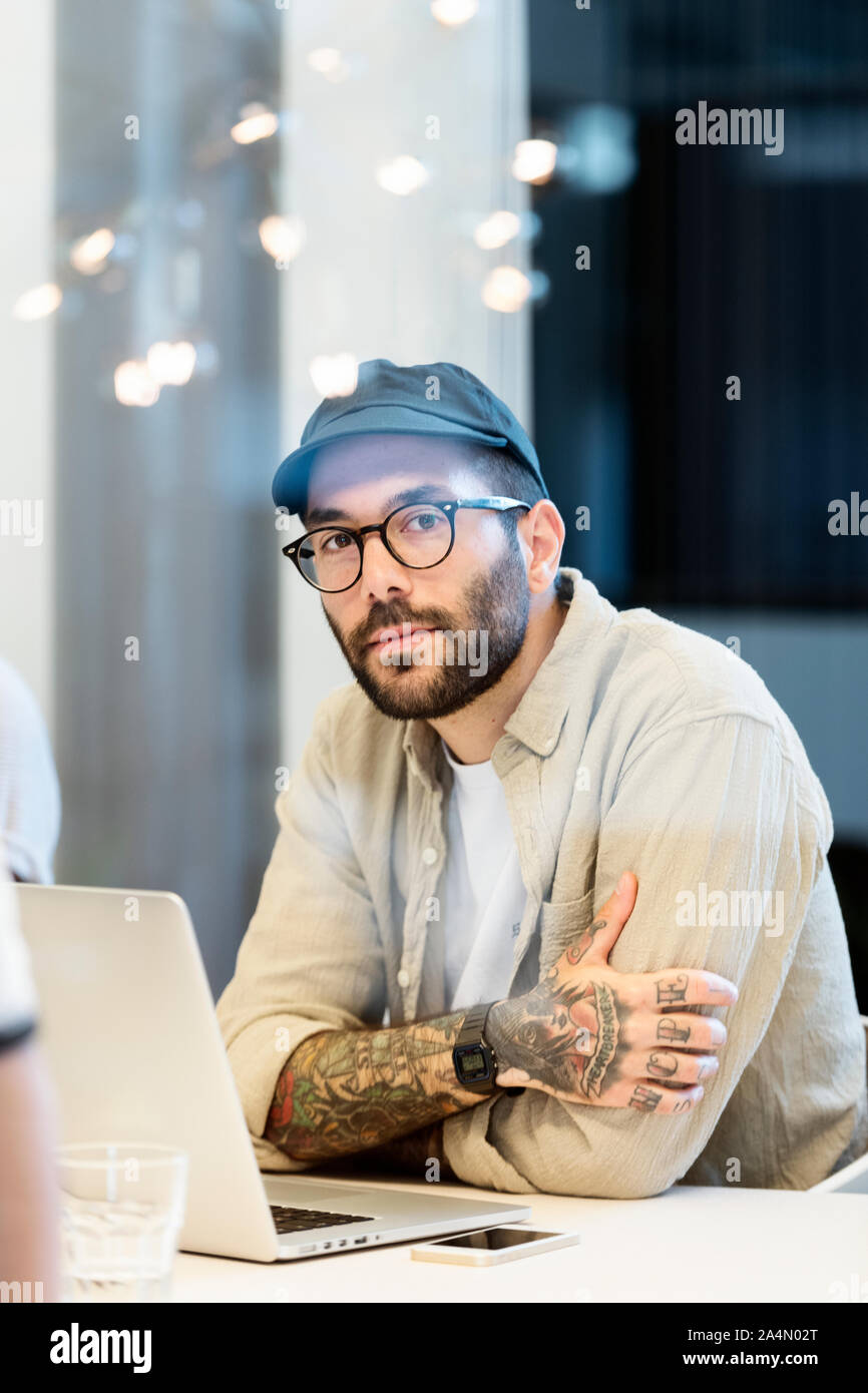 Portrait of man at desk Stock Photo - Alamy