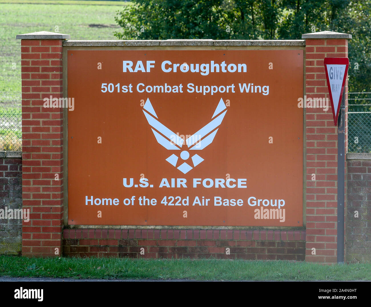 The entrance to RAF Croughton, in Northamptonshire, near where Harry ...