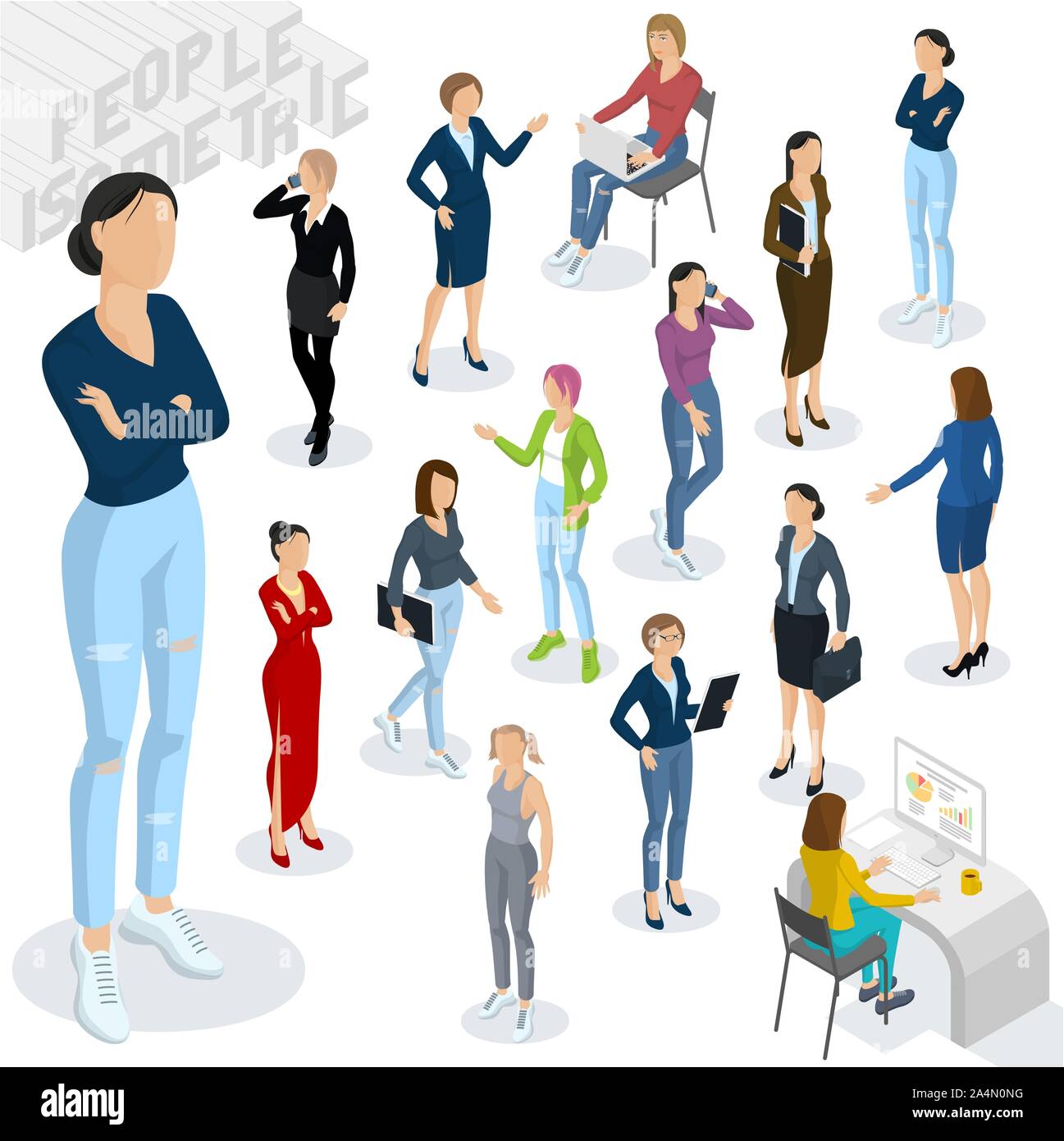 Isometric people in office Stock Vector Image & Art - Alamy
