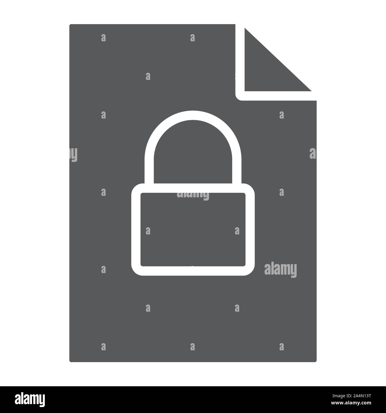 Locked file glyph icon, document and computer, file with padlock sign ...