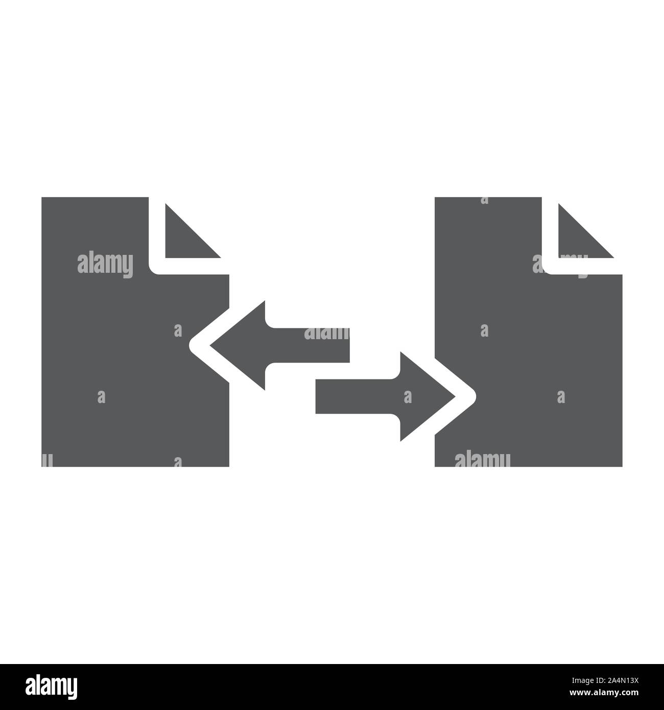 File sharing glyph icon, document and computer, file sending sign ...