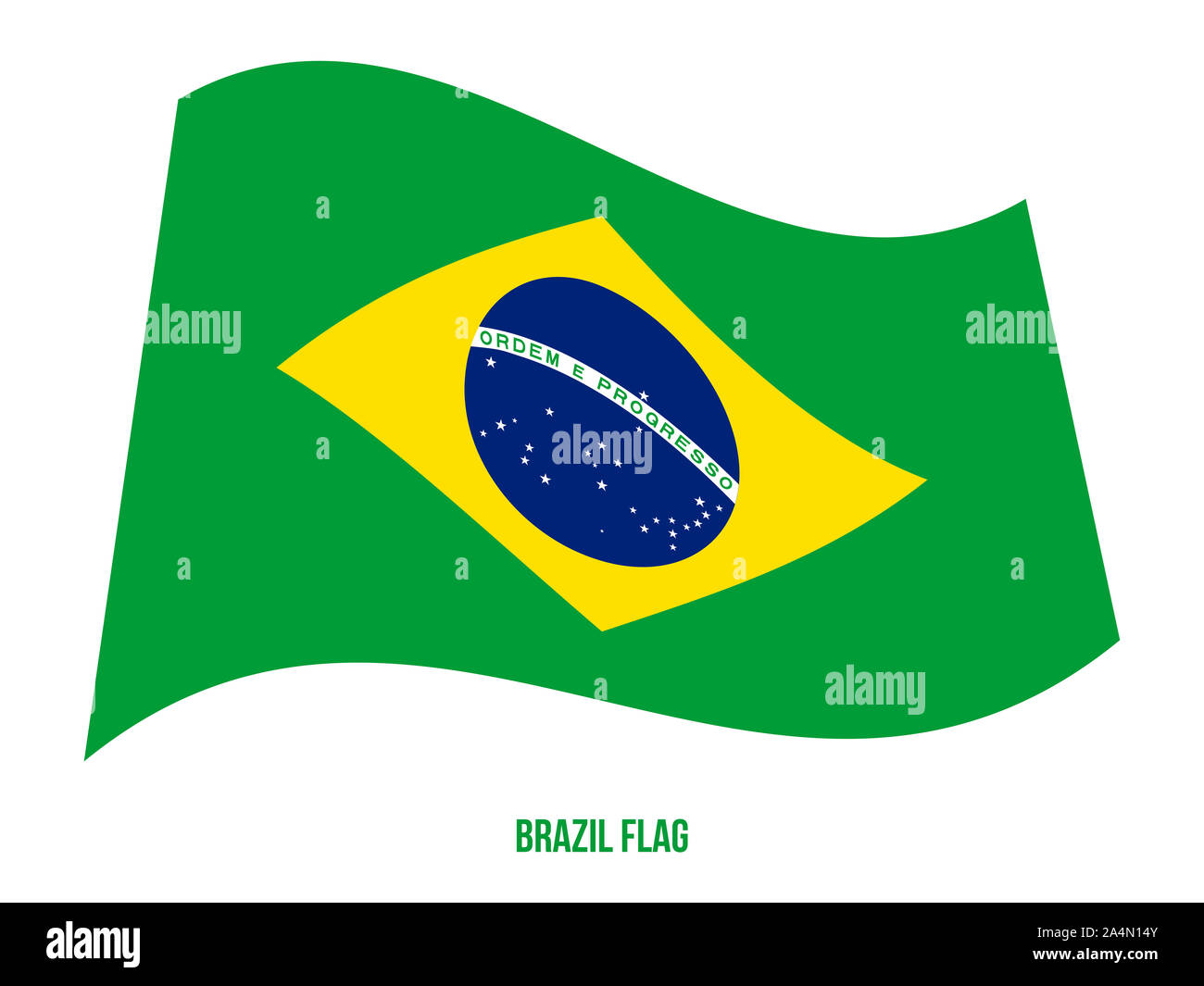 Brazil Flag Waving Vector Illustration on White Background. Brazil ...