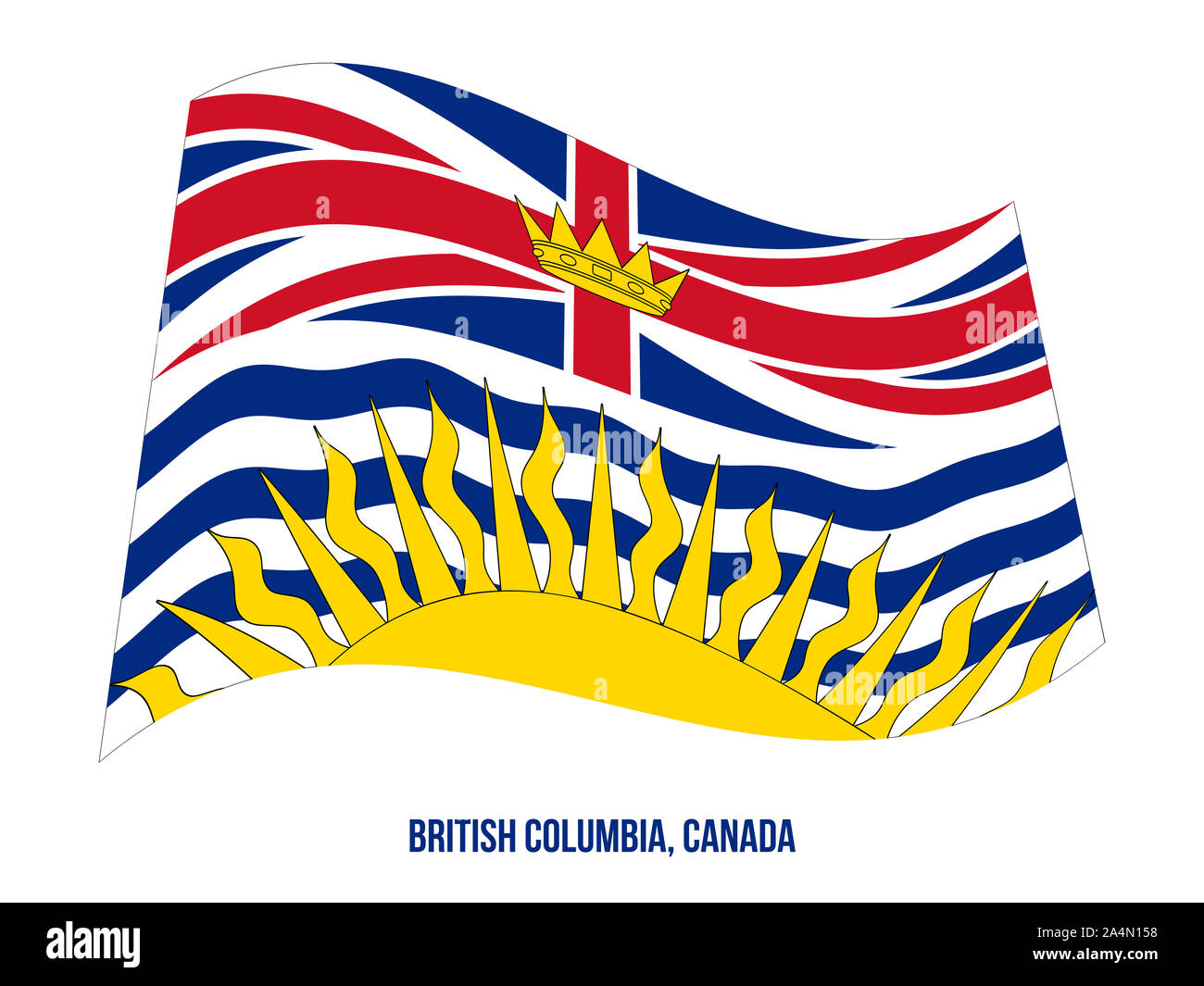 British Columbia Flag Waving Vector Illustration on White Background ...