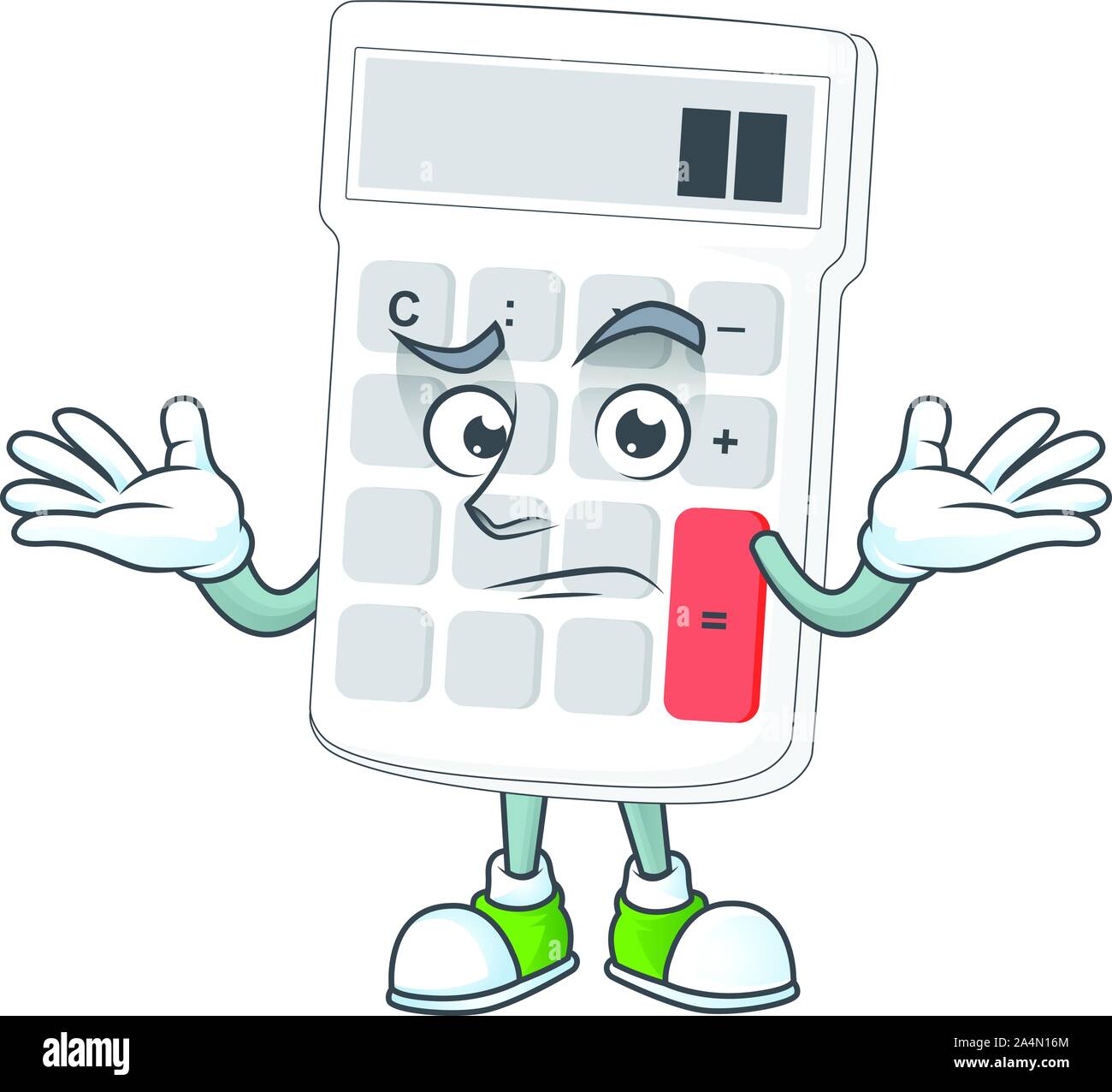 Grinning cartoon calculator white for calculate tool Stock Vector Image ...