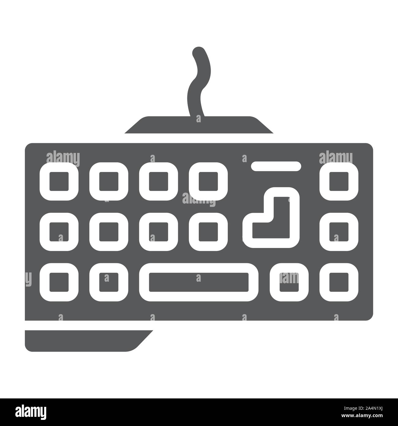 Gaming keyboard glyph icon, technology and device, keypad sign, vector graphics, a solid pattern ...