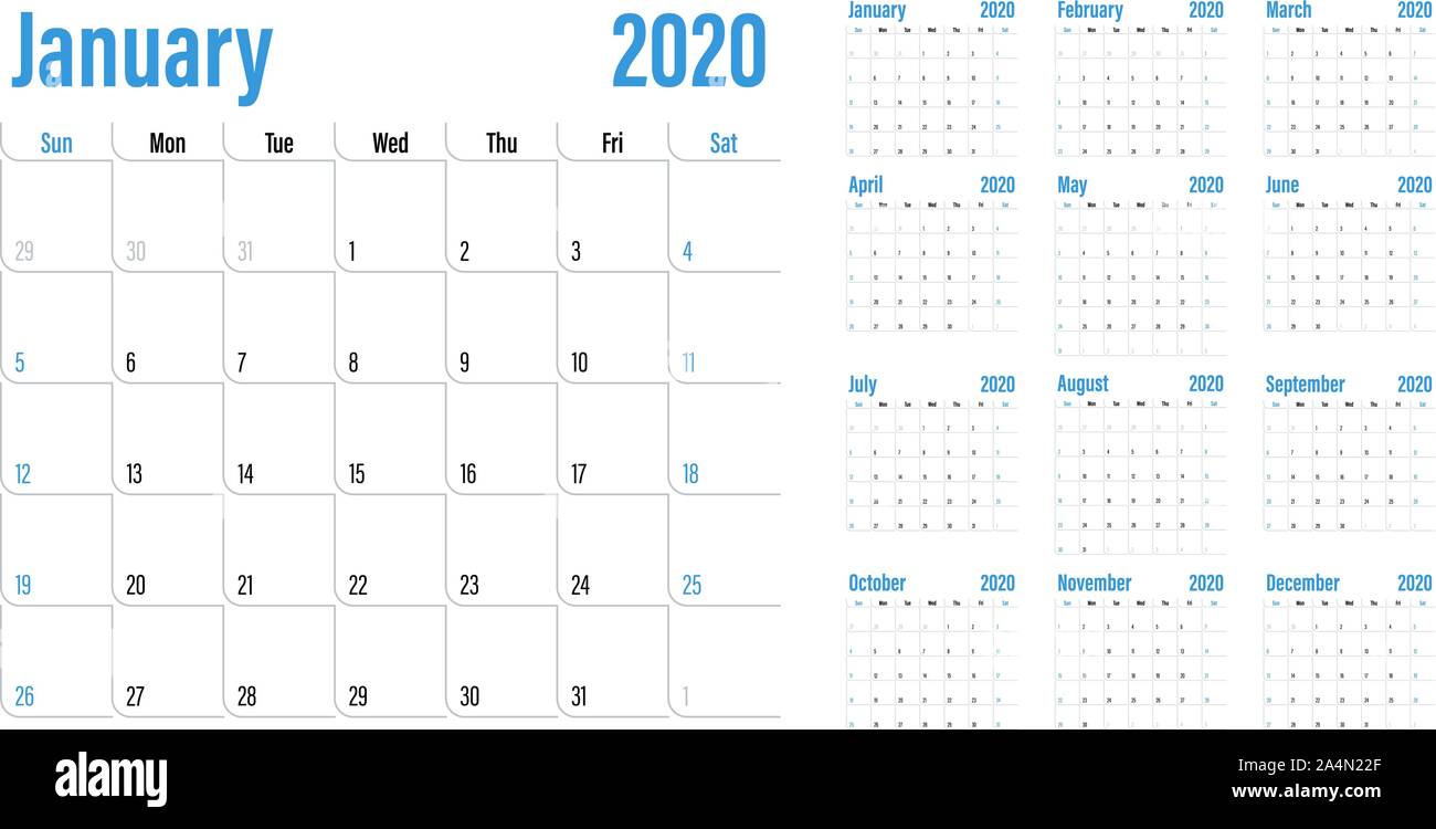 2020 yearly calendar Cut Out Stock Images & Pictures - Alamy