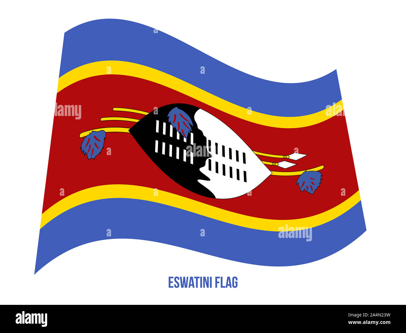 Eswatini Flag Waving Vector Illustration on White Background. Eswatini ...