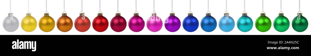 Christmas balls baubles banner color colorful decoration in a row ...