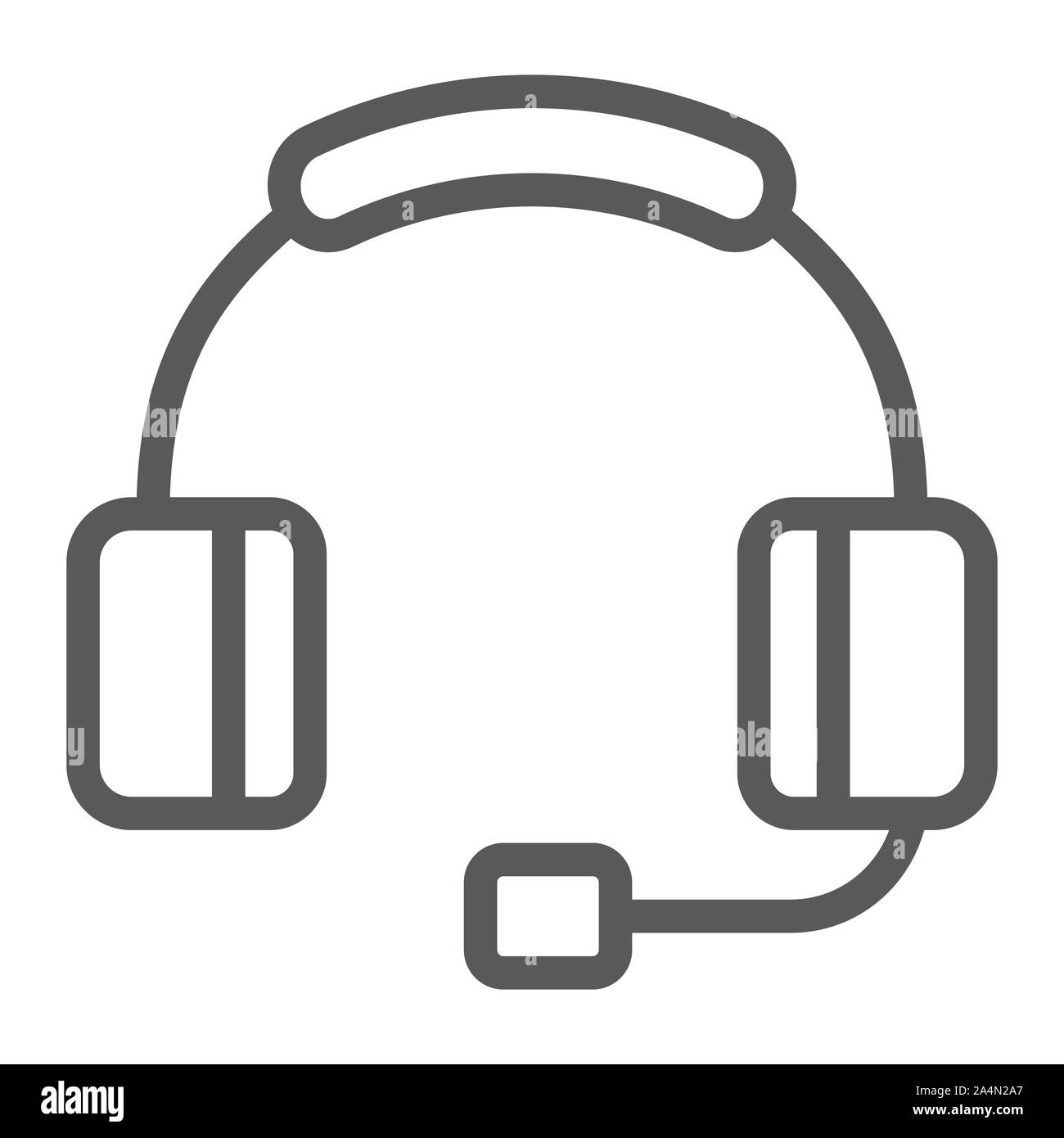 Headphones witn microphone line icon, technology and device, headset ...