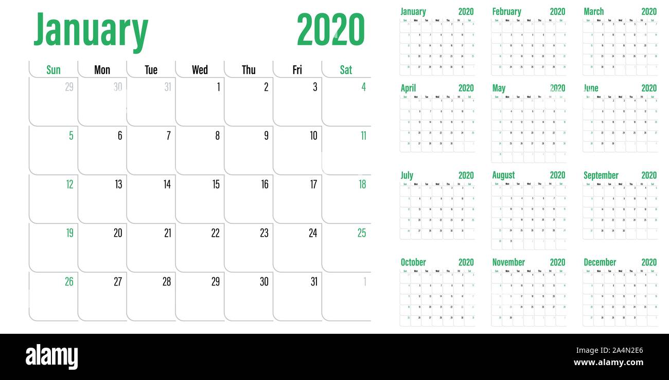 2020 yearly calendar Stock Vector Images - Alamy