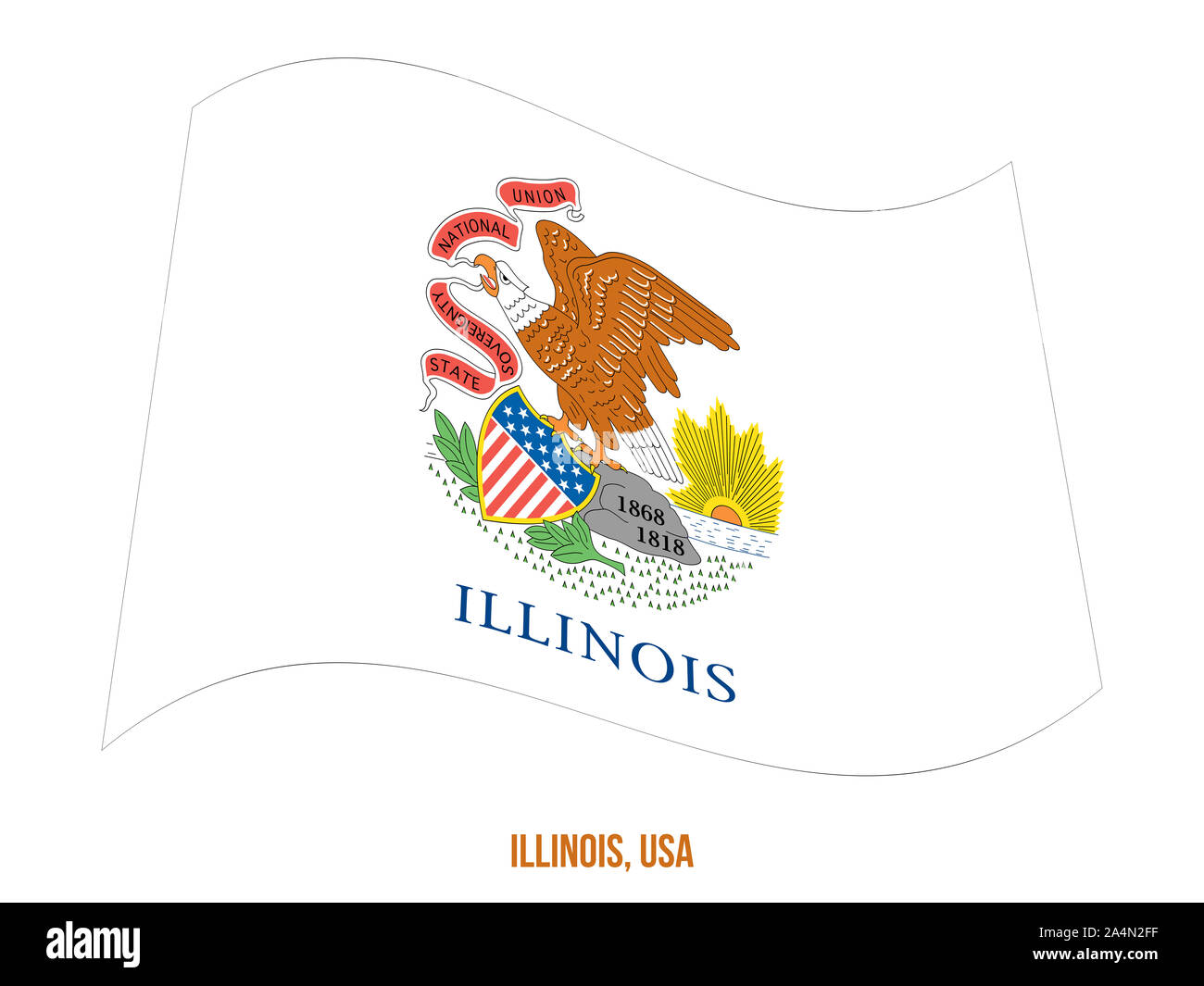 Illinois (USA State) Flag Waving Vector Illustration on White ...