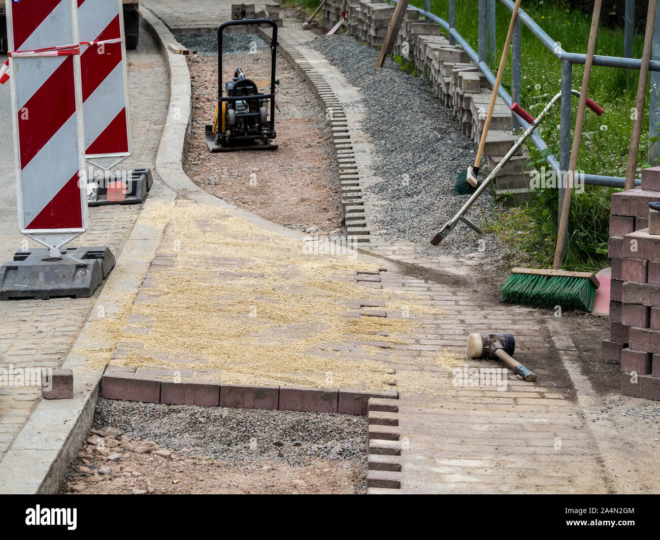 Paving work in road construction Construction site Stock Photo - Alamy