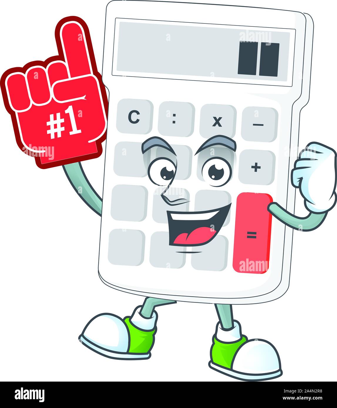 Foam finger white calculator cartoon character with mascot Stock Vector ...