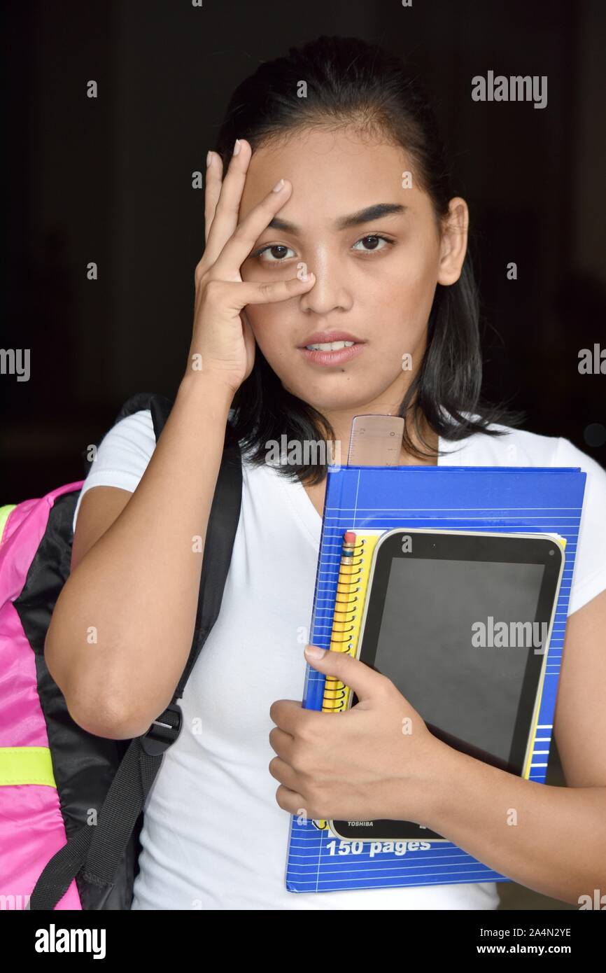 Cute Minority Girl Student Afraid Stock Photo - Alamy