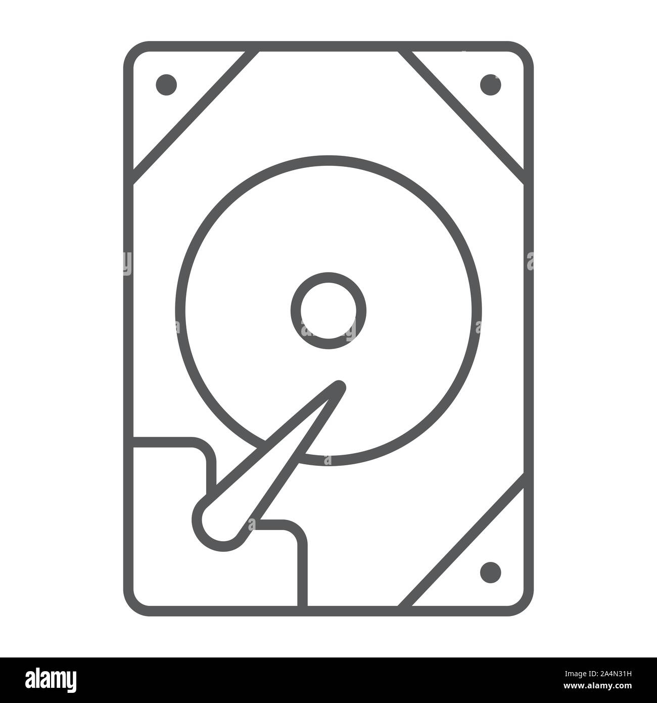Hdd thin line icon, technology and device, hard drive disk sign, vector ...