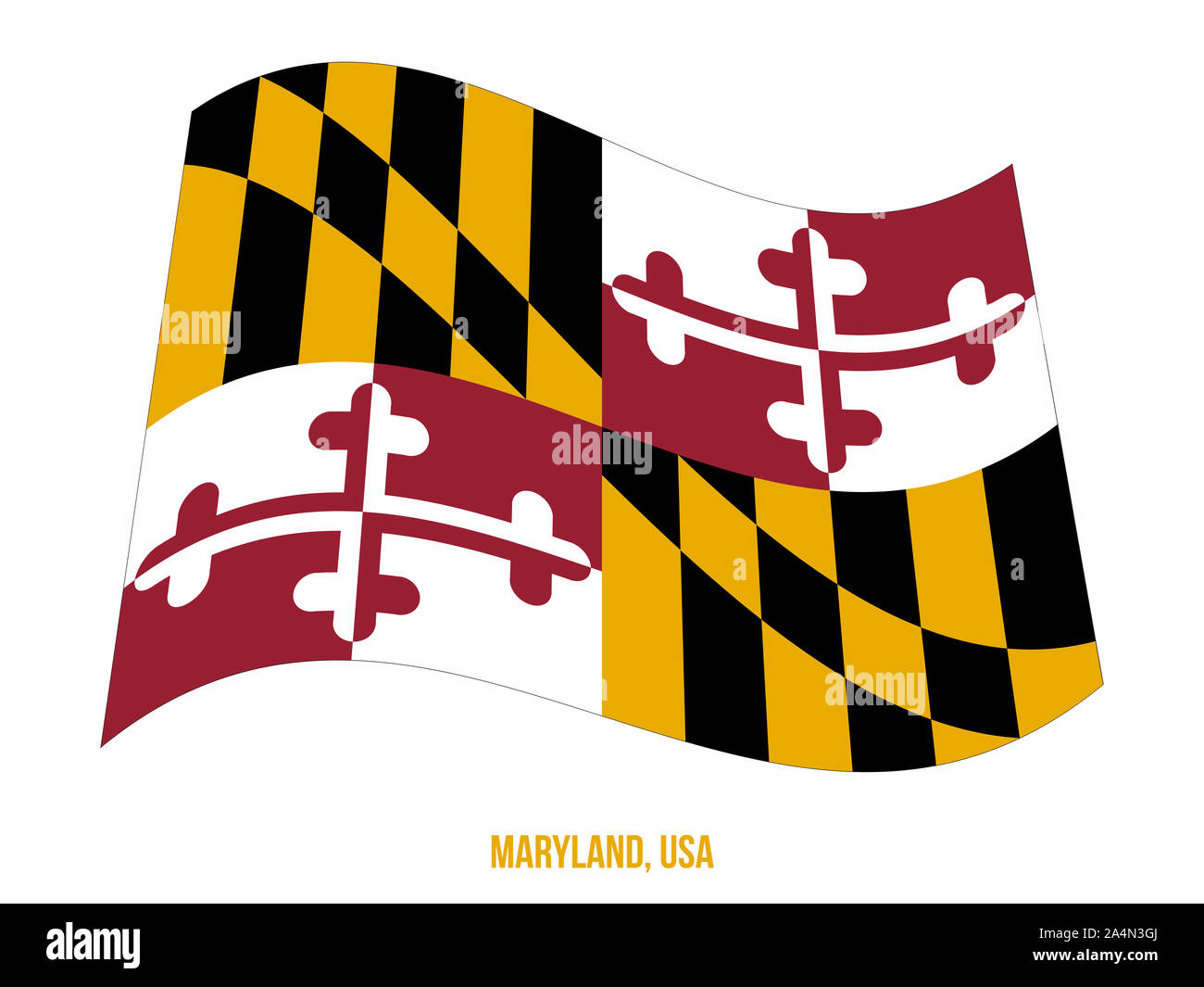 Maryland (USA State) Flag Waving Vector Illustration on White ...