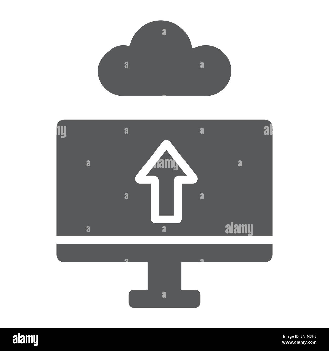 Cloud upload glyph icon, technology and system, data transfering sign ...