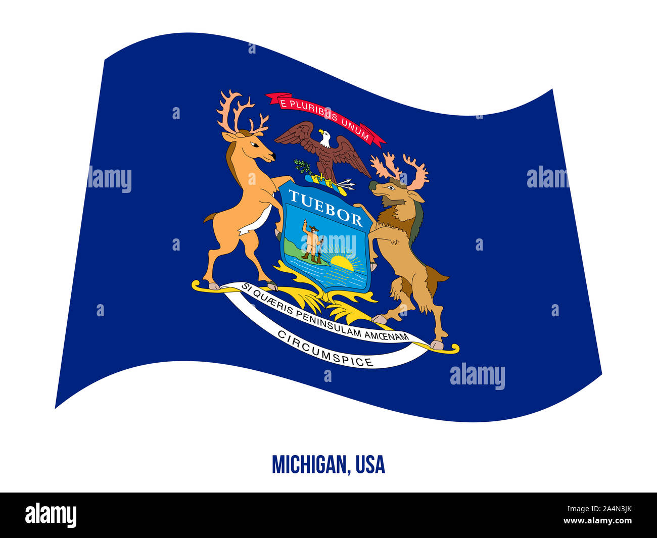 Michigan (USA State) Flag Waving Vector Illustration on White ...