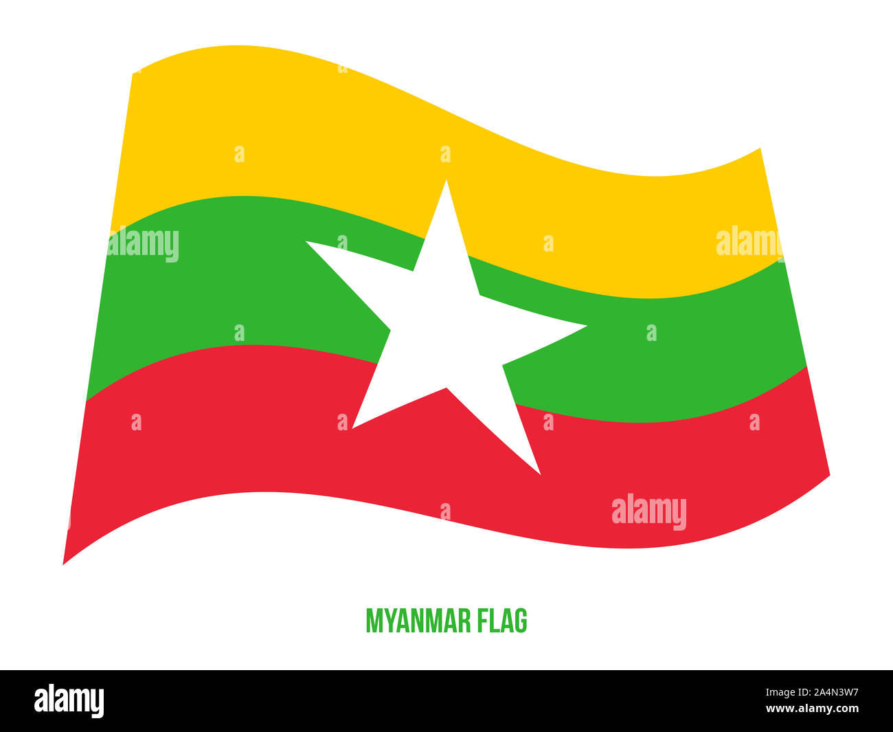 Myanmar Flag Waving Vector Illustration on White Background. Myanmar ...