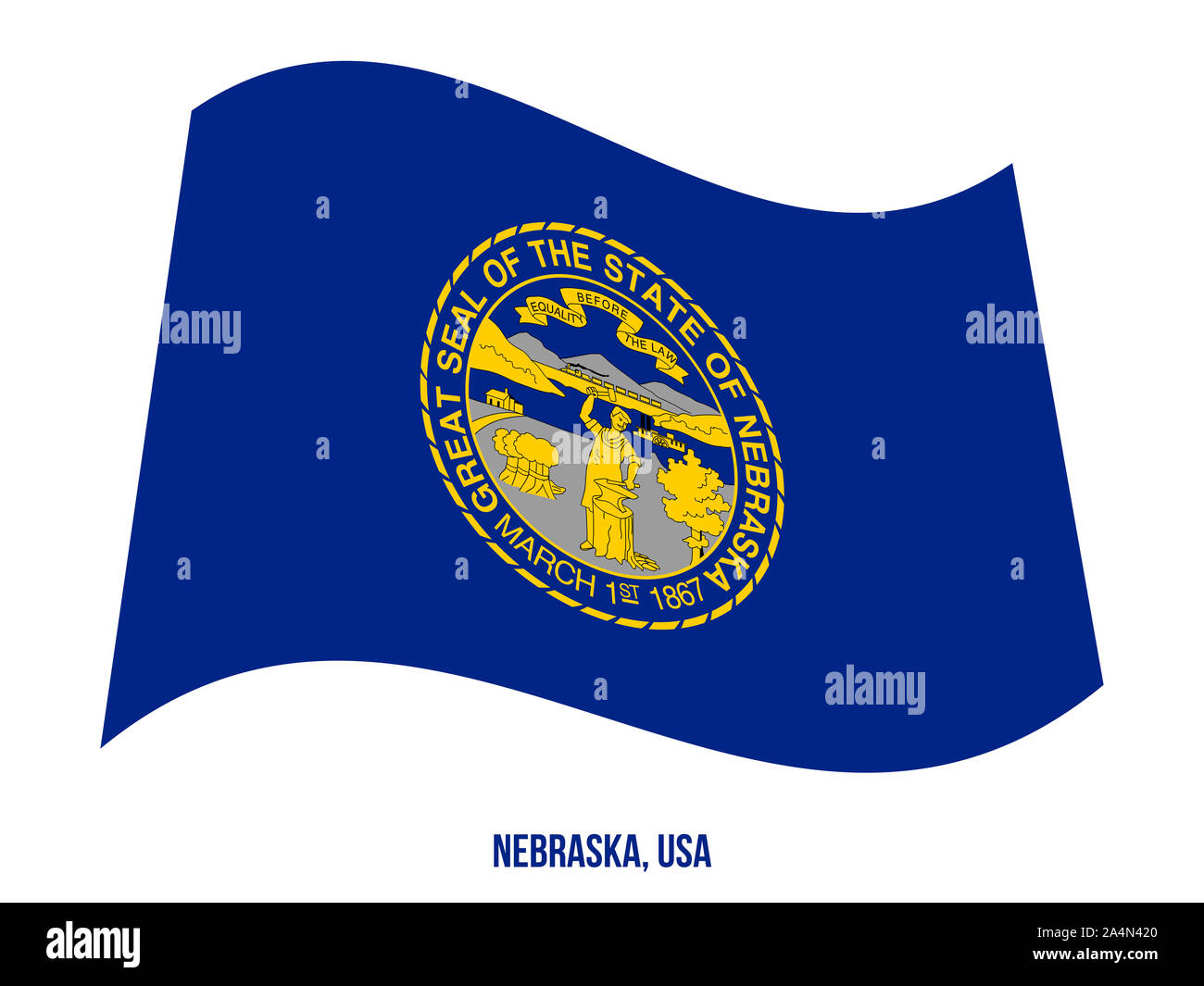 Nebraska (USA State) Flag Waving Vector Illustration on White ...