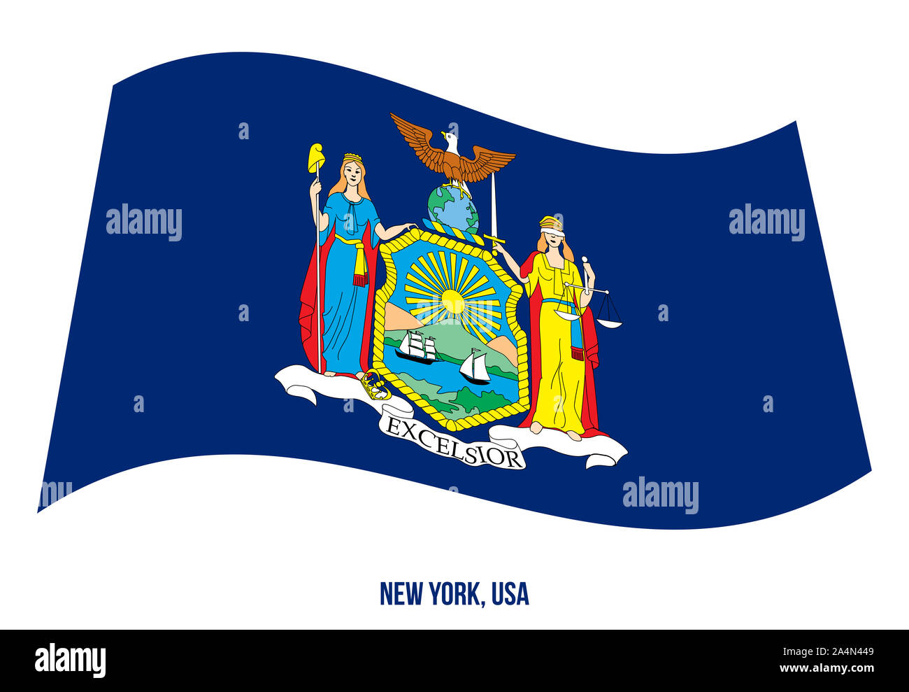 New York (USA State) Flag Waving Vector Illustration on White ...
