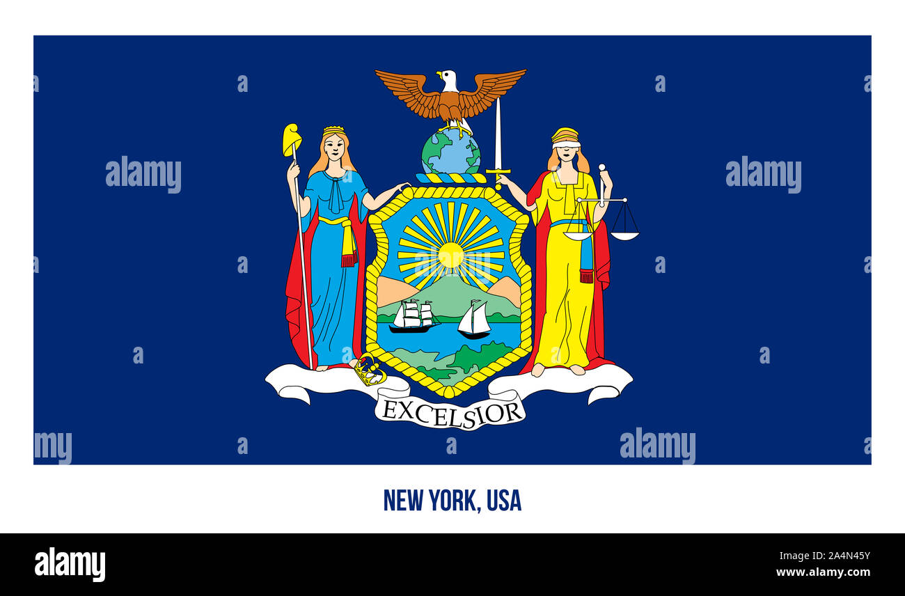 New York (USA State) Flag Vector Illustration on White Background. Flag ...