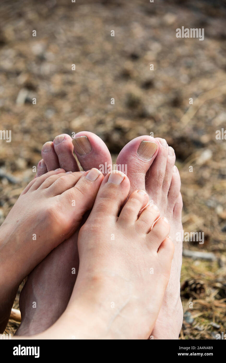 Barefoot woman resting feet on hi-res stock photography and images - Alamy