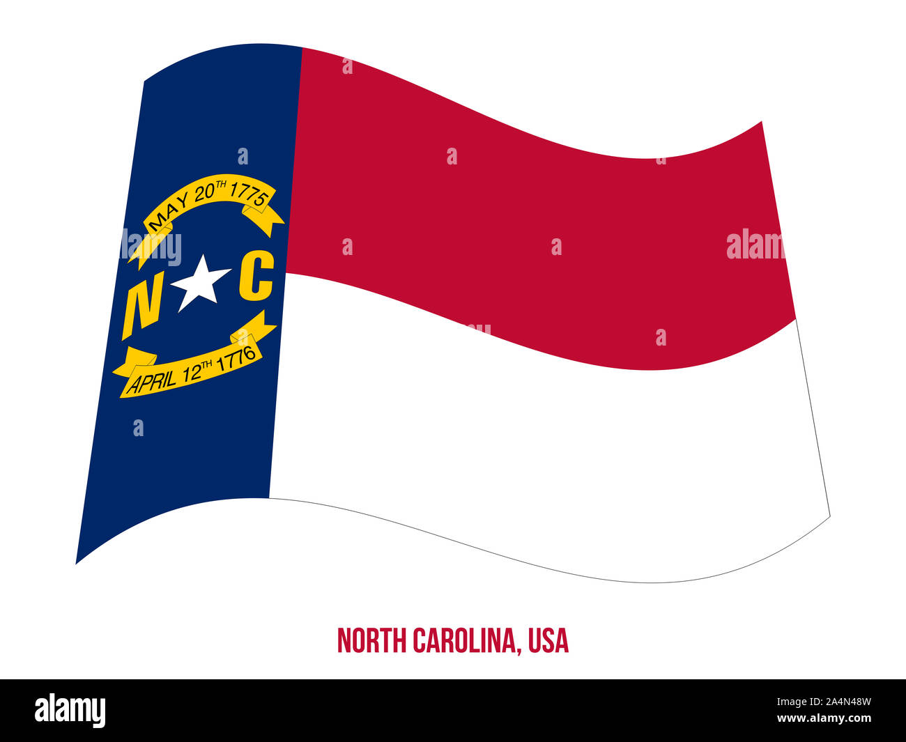 North Carolina (USA State) Flag Waving Vector Illustration on White ...