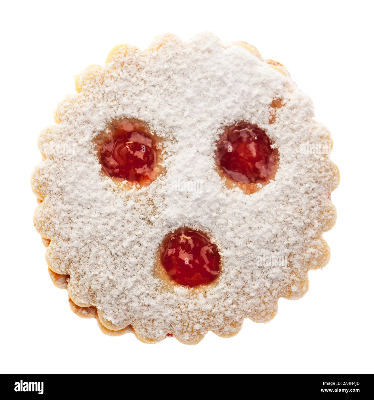 Christmas Cookies: Single "Linzer Augen" from above isolated on white ...