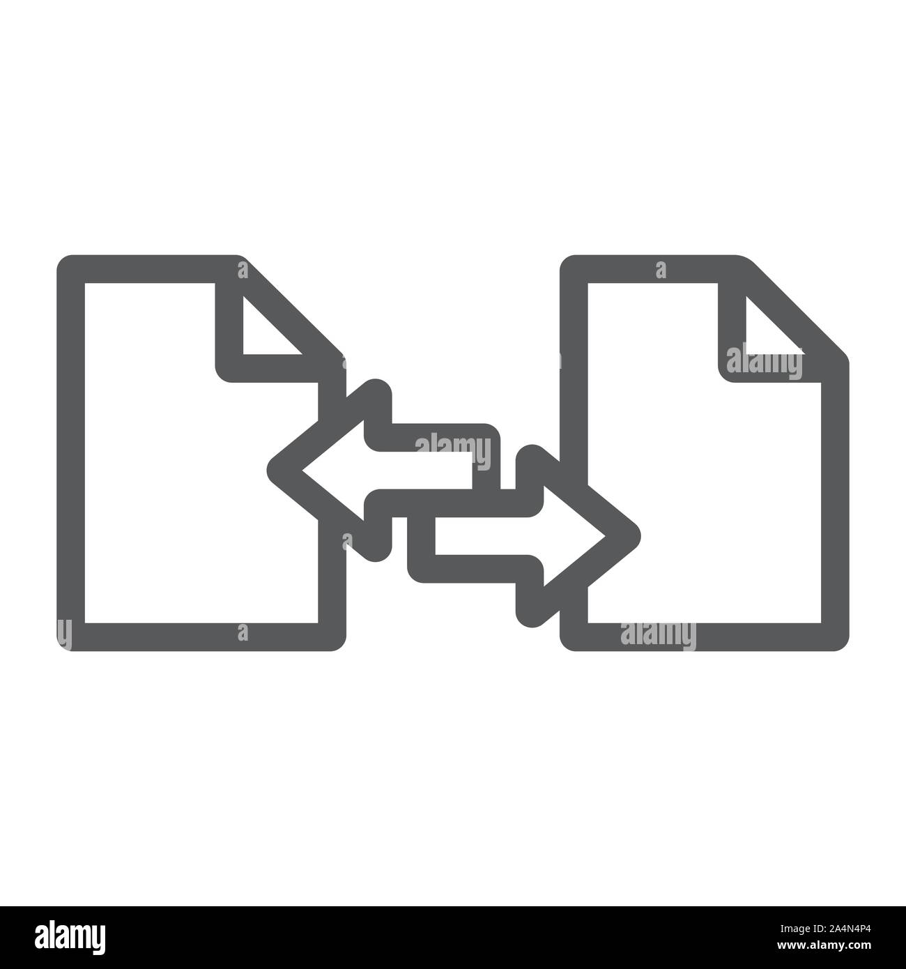File sharing line icon, document and computer, file sending sign ...