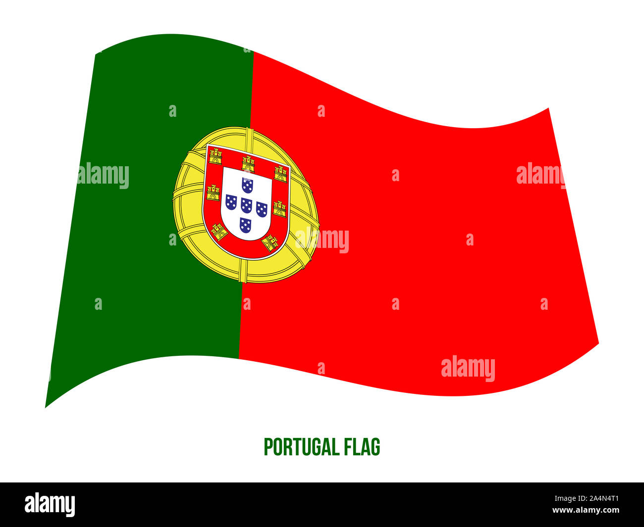 Portugal Flag Waving Vector Illustration on White Background. Portugal ...