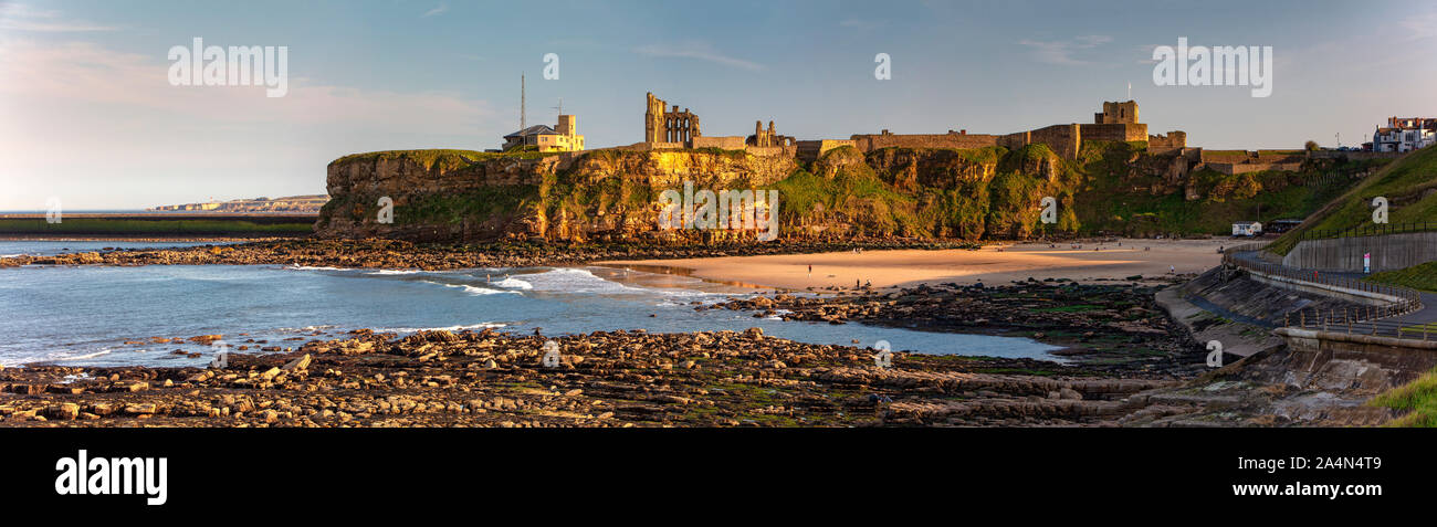Tynemouth Castle & Priory in summer overlooking King Edward's Bay ...