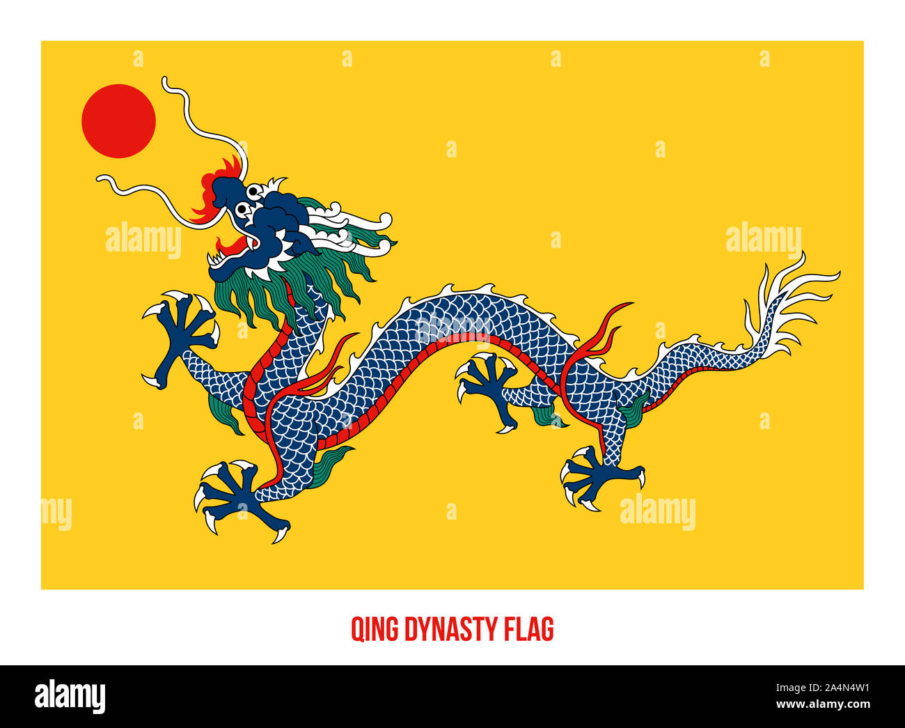 Qing Dynasty (1636-1912) Flag Waving Vector Illustration on White ...