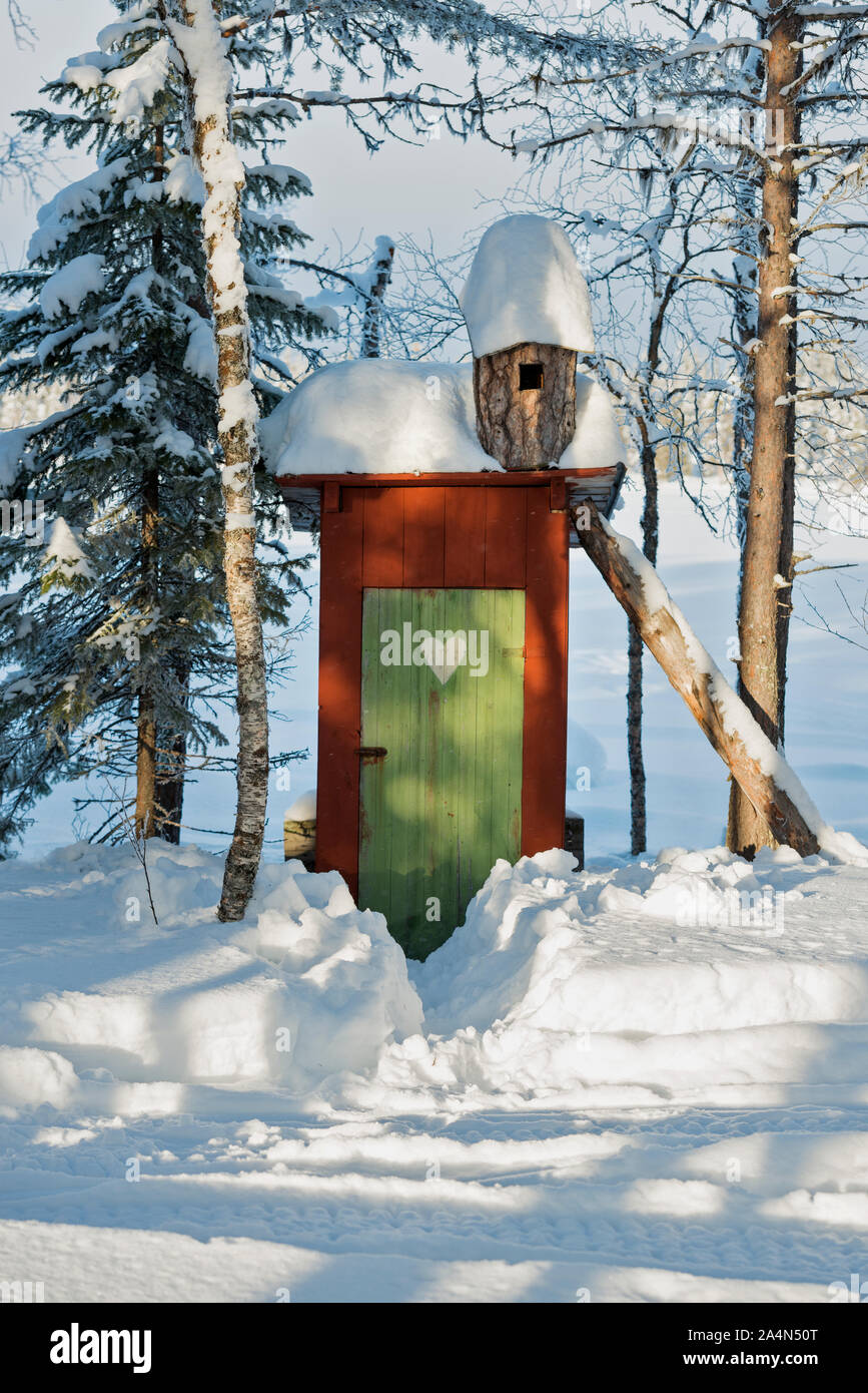 Outhouse at winter Stock Photo - Alamy