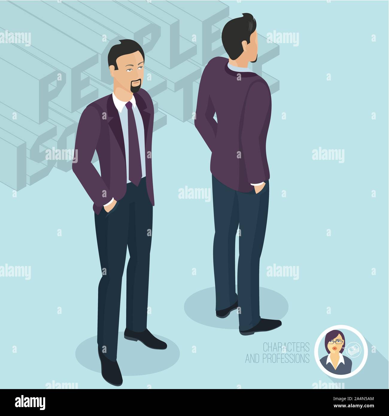 Cross-armed businessman, front and back view Stock Vector Image & Art ...