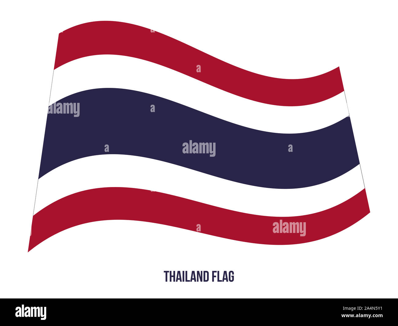 Thailand Flag Waving Vector Illustration on White Background. Thailand ...
