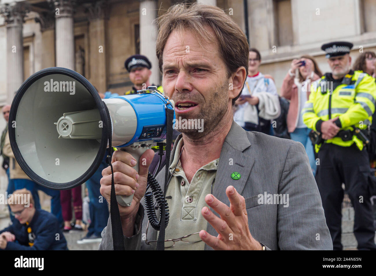 London, UK. 15th October 2019. Rupert Read of Extinction Rebellion ...