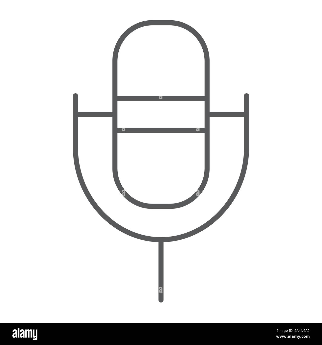Computer microphone thin line icon, sound and device, audio mic sign ...