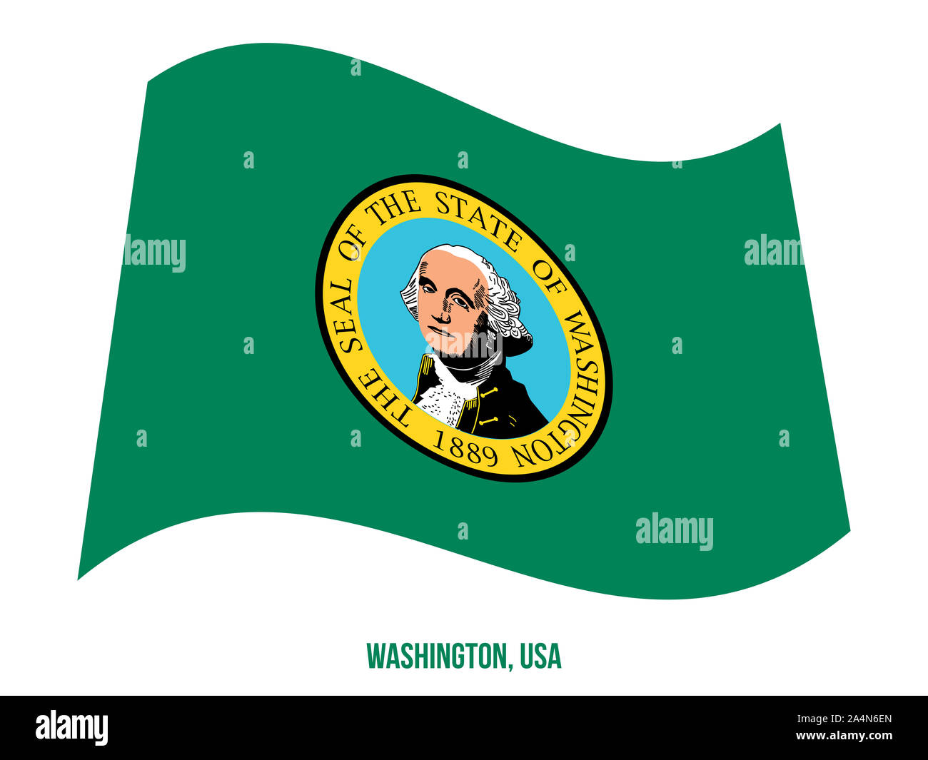 Washington (USA State) Flag Waving Vector Illustration on White ...