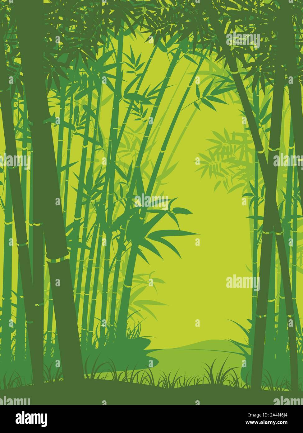 Illustration of bamboo trees, asian forest landscape background Stock ...