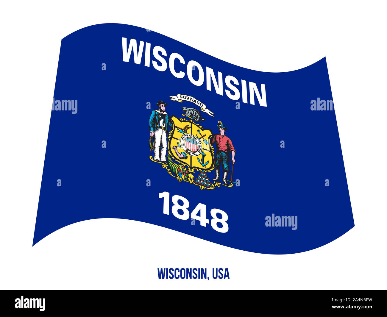 Wisconsin (USA State) Flag Waving Vector Illustration on White ...