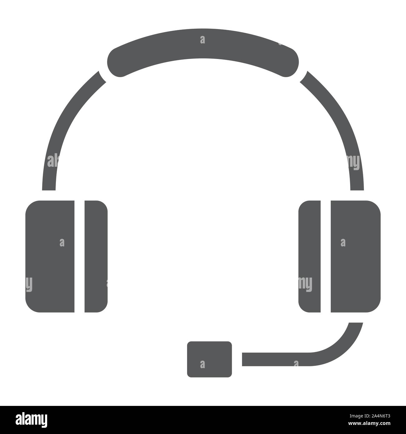 Headphones witn microphone glyph icon, technology and device, headset ...