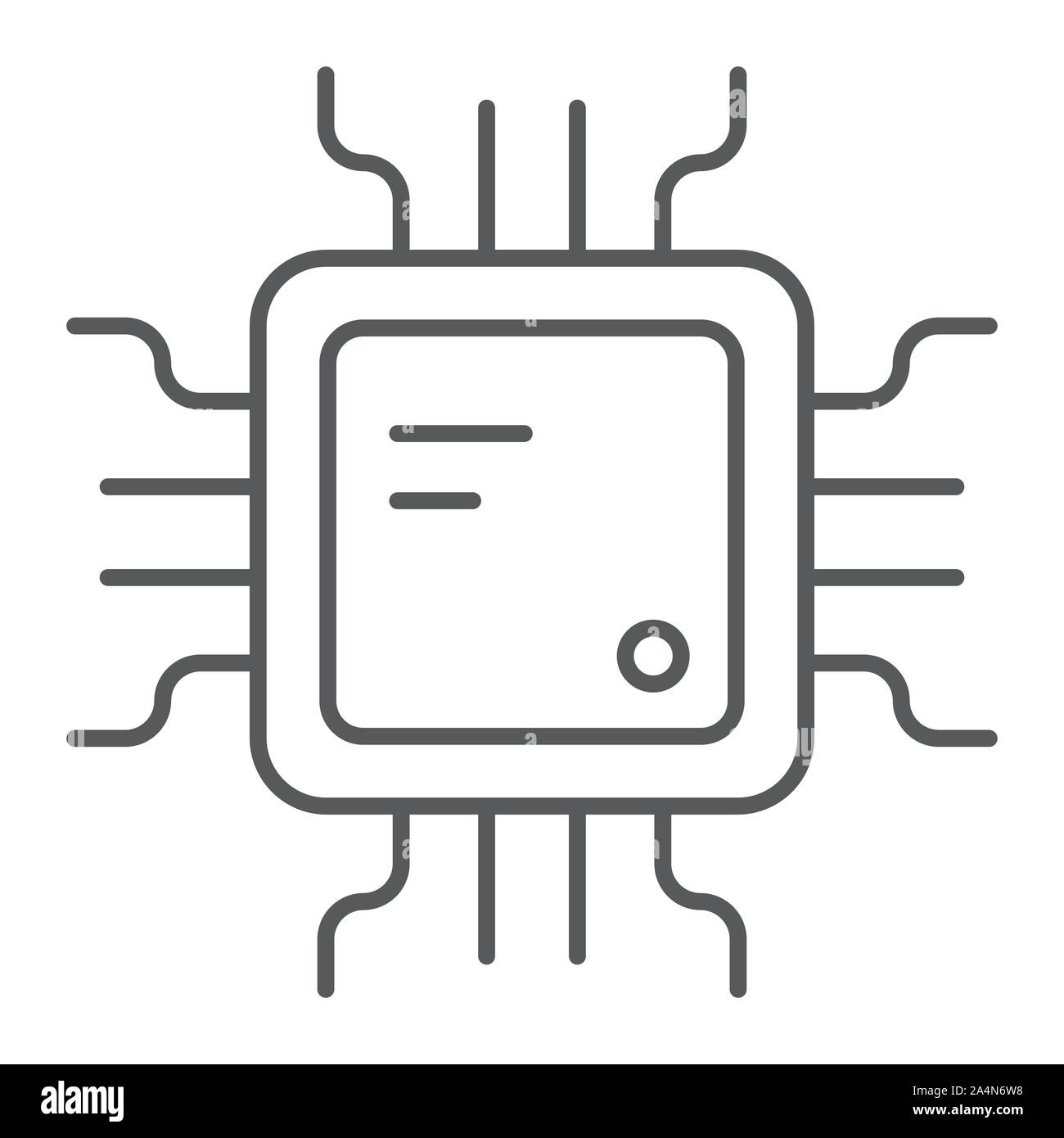 Cpu thin line icon, technology and device, chip sign, vector graphics ...