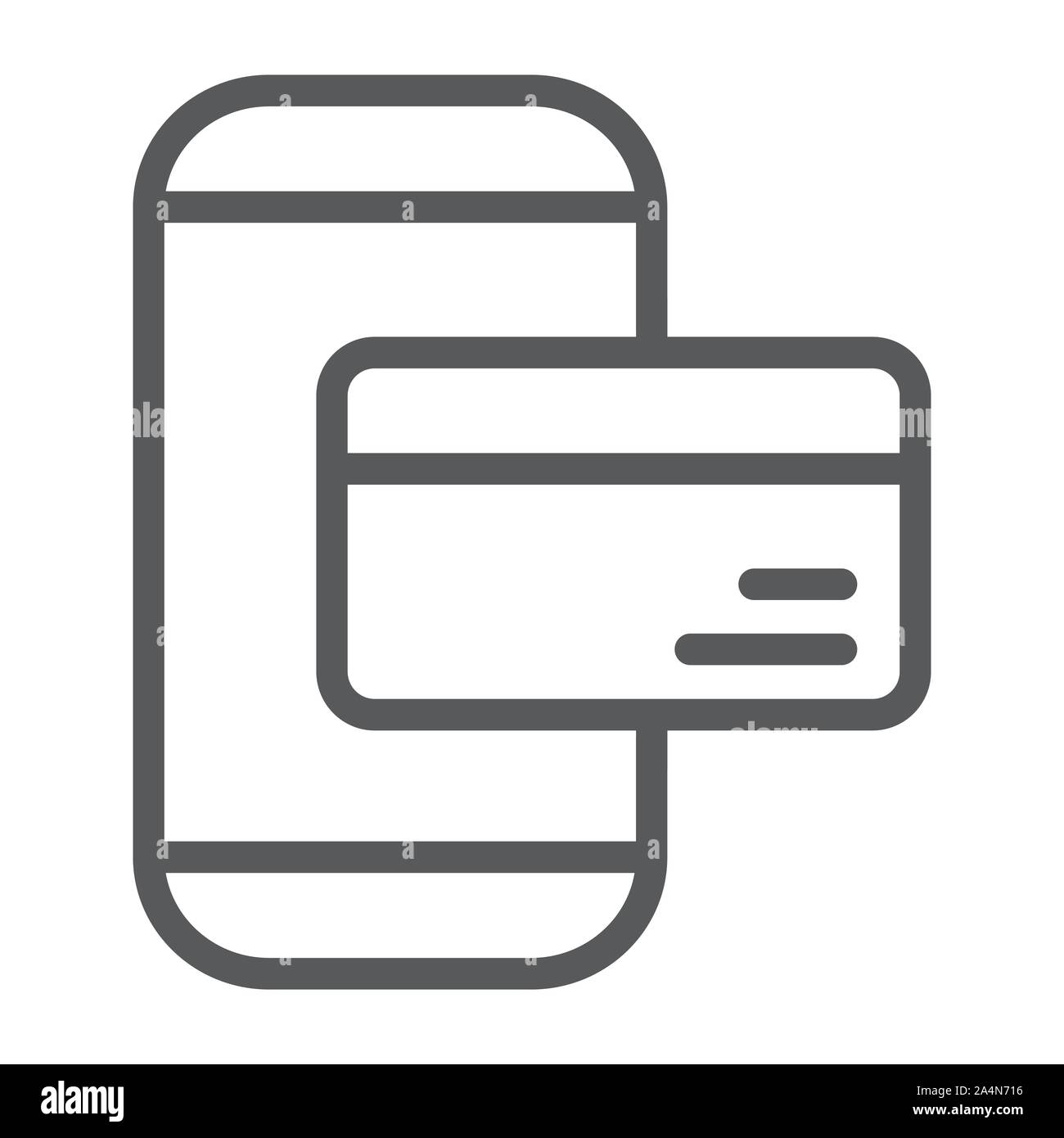 Phone payment line icon, technology and money, mobile payment sign ...