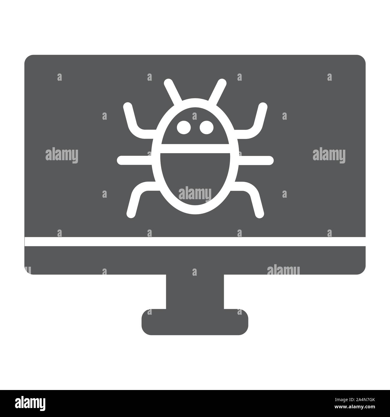 Computer virus glyph icon, technology and device, software bug sign ...