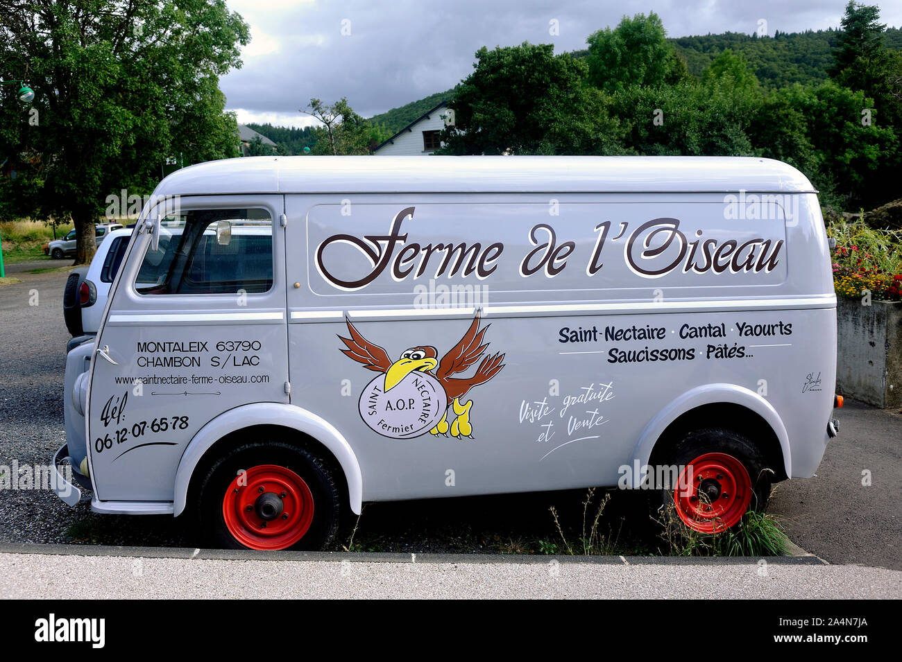 Old restored van used as advertising medium for a cheese maker making ...