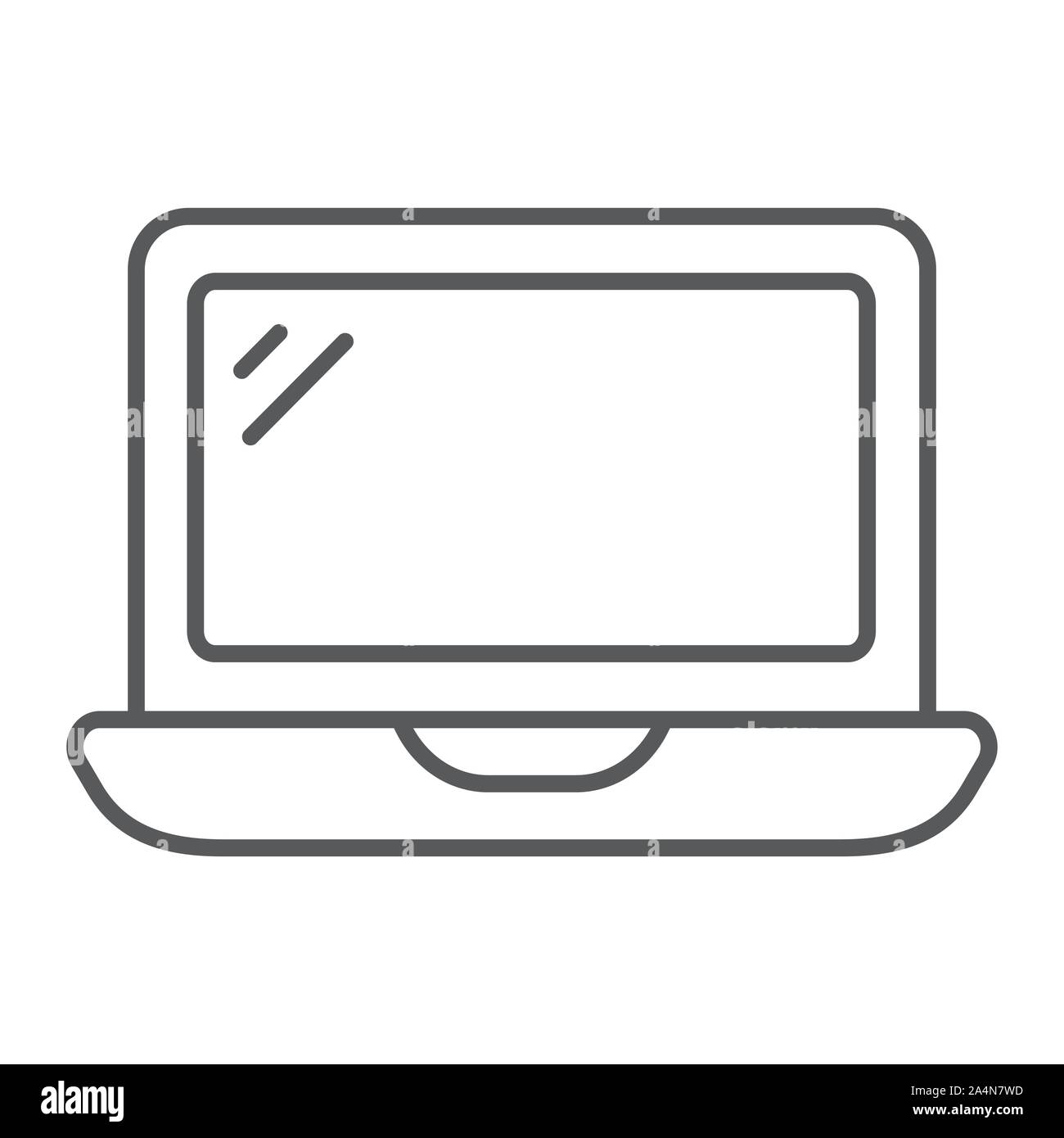 Laptop thin line icon, technology and computer, notebook sign, vector graphics, a linear pattern ...
